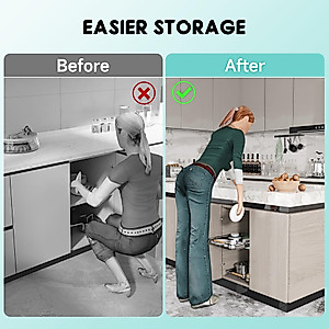 jkxoo 2Pack Expandable Pull Out Cabinet Organizer, Adjustable Width:17.1~28''W x 22.5''D Under Sink Organizer, Drawer Storage Shelves for Kitchen, Bathroom, Closet, Pantry, Cupboard, Pots, Pans