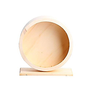 shlutesoy Pet Supplies Animals Toys Wooden Mute Roller Hamster Running Exercise Mouse Sports Wheel Pet Toy Wood Color M