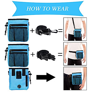 STMK Dog Treat Pouch Dog Clicker Training Kit, Dog Training Treat Pouch Dog Clicker for Training, 3 Ways to Wear Easily Carries Treat Pouches for Pet Training (Blue)