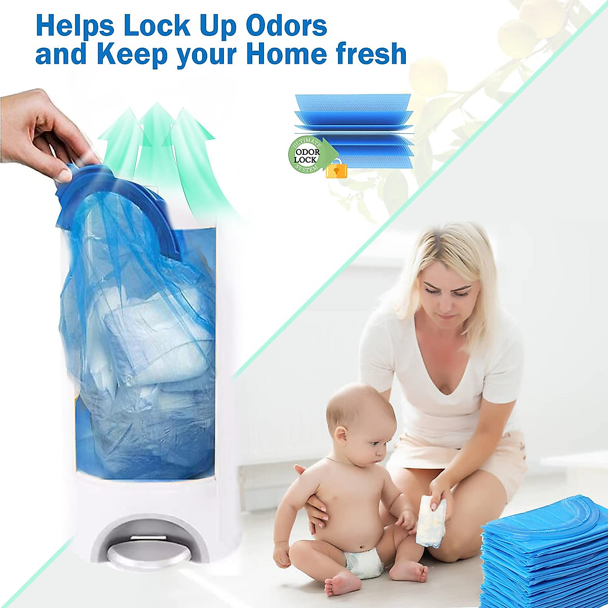 Baby Diaper Pail Refill Bags,100% Lock Odor (34 Bags) True Value Pack Fully Compatible with Arm&Hammer Disposal System,Seal and Toss Refill Bags