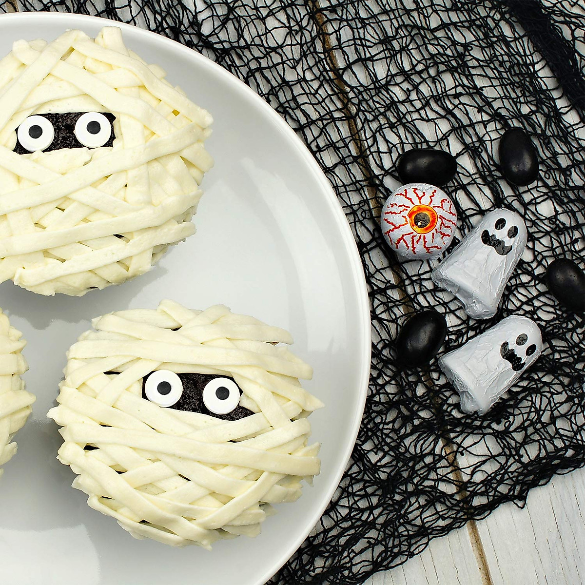 JOVITEC 4 Pack Halloween Creepy Cloth Spooky Fabric Cloth Loose Weave Gauze Freaky Cheesecloth for Haunted Halloween Party Decoration (2 Yards x 30 Inch，Black)