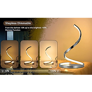 KARMIQI Dimmable LED Table Lamp for Bedroom, 9W Touch Control Table Lamp, Modern Spiral Bedside Nightstand Lamp for Living Room