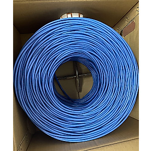 Efficient Cables CAT5E Plenum 1000FT Solid 350MHZ 24AWG UTP Bulk Blue CMP Network LAN Cable