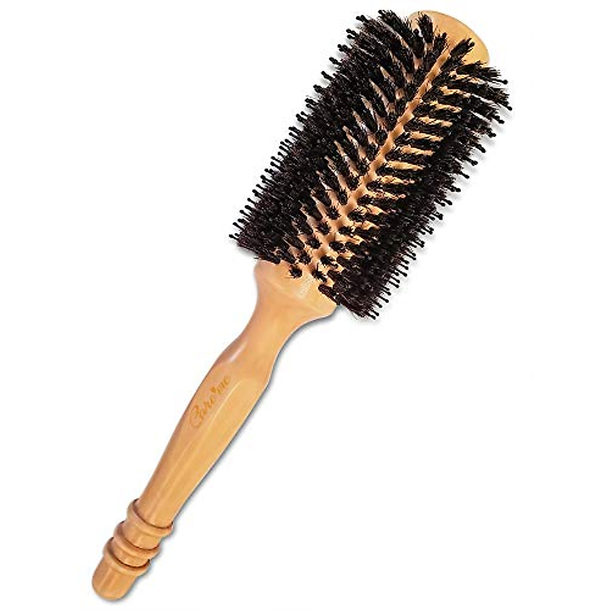 Wood Round Hair Brush with High-Density Boar Bristle for Blow Drying, Straightening, Styling Shoulder or Back Length Hair, Large Round Brush 1.2" Roller, 2.4" with Bristles
