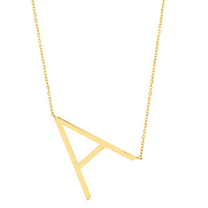 MAX + STONE Block 10k Yellow Gold Letter Necklace for Women | Personalized Gold Initial Necklace for Women | Real Gold Pendant Necklace with Initial Letter A on an 16-18 inch Cable Chain