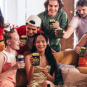 BackURyear 40th Birthday Party Decorations for Men Women, Funny 40th Birthday Party Supplies, 40 Years Old Forty Birthday Decor, 40th Birthday Party Cans Cooler Sleeves, Black&Gold/12 Pcs