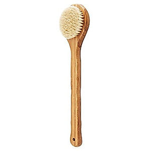INGVY Dry Brushing Body Brush Natural Wooden Long Handle Bathing Bristle Brush Body and Back Scrubber Massager Shower Brush Skin Spa for Shower Cleaning