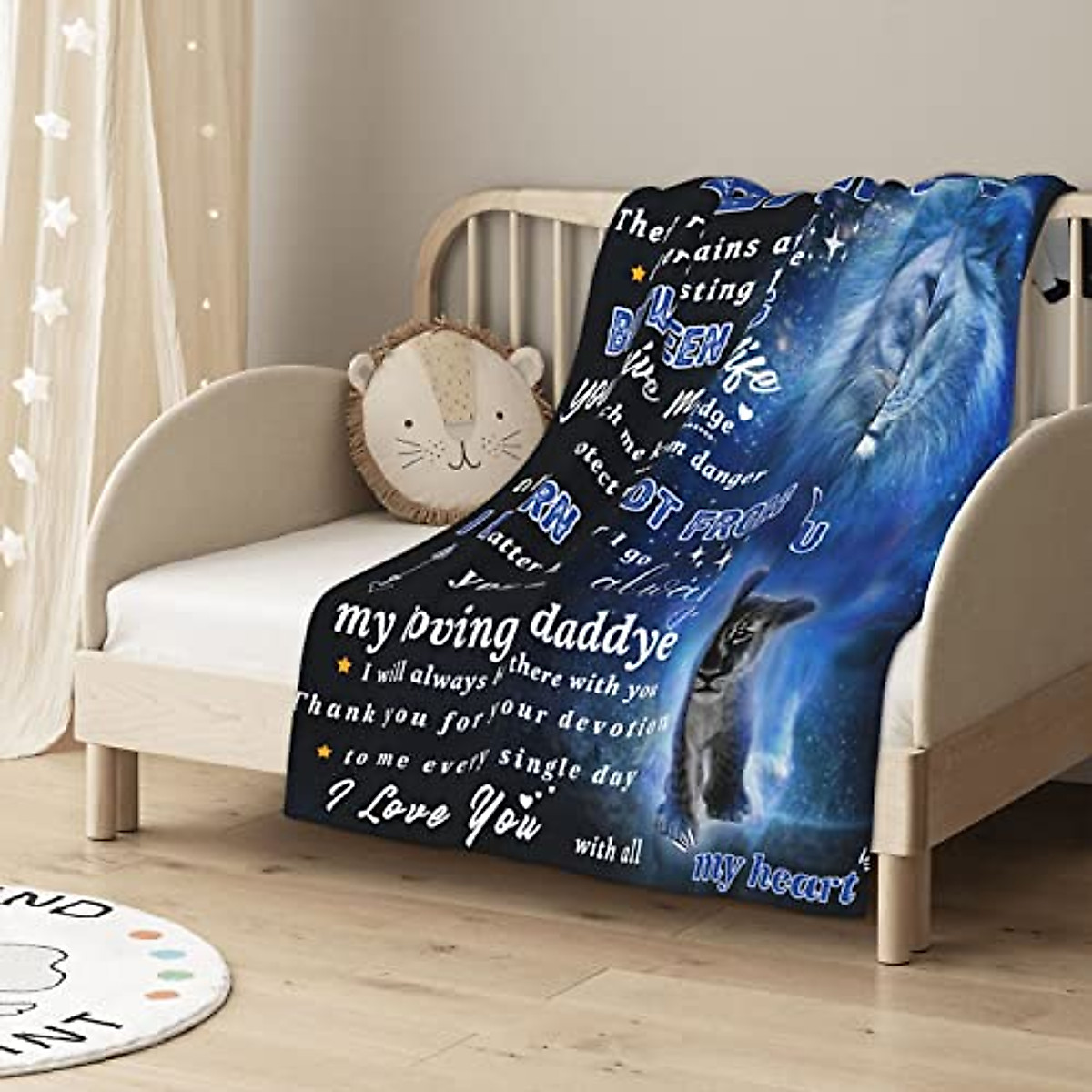 to My Dad Gift Blanket from Daughter Son,Birthday Gifts from Lion Blanket to My Father, Personalized, Super Cozy Lightweight Father Gifts Idea 60" x 80"