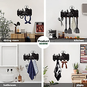 AWEHIRU Key Holder Key Hooks Wall Hanger Wall Holder Wall Décor Clothes Hooks Popular Movie Hooks for Clothing Bag Key Unique Indoor Decoration Wall Art 12inch Black
