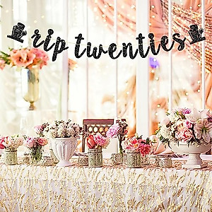 Rip Twenties Banner, Happy 30th Birthday Party Supplies, Funeral Themed 30th Birthday Party Banner, Death to My Twenties Party Decorations, Black Glitter