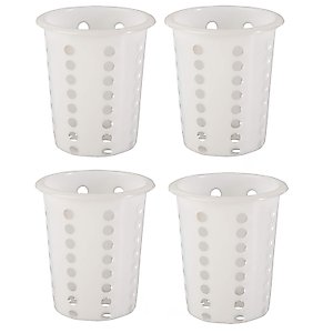 Soro Essentials- Set of 4 Plastic Flatware Cylinders White Color- Utensil Holders Silverware Utensil Drying Cylinders Home Kitchen Daily Use Utensil Drainer Silverware Caddy Organizer