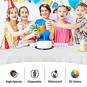 Exquisite White Round Tablecloths in Bulk 48 Pack White Plastic Disposable Table Cloth 84 Inch White Tablecloth Plastic Table Cloths for Parties Disposable by The Case