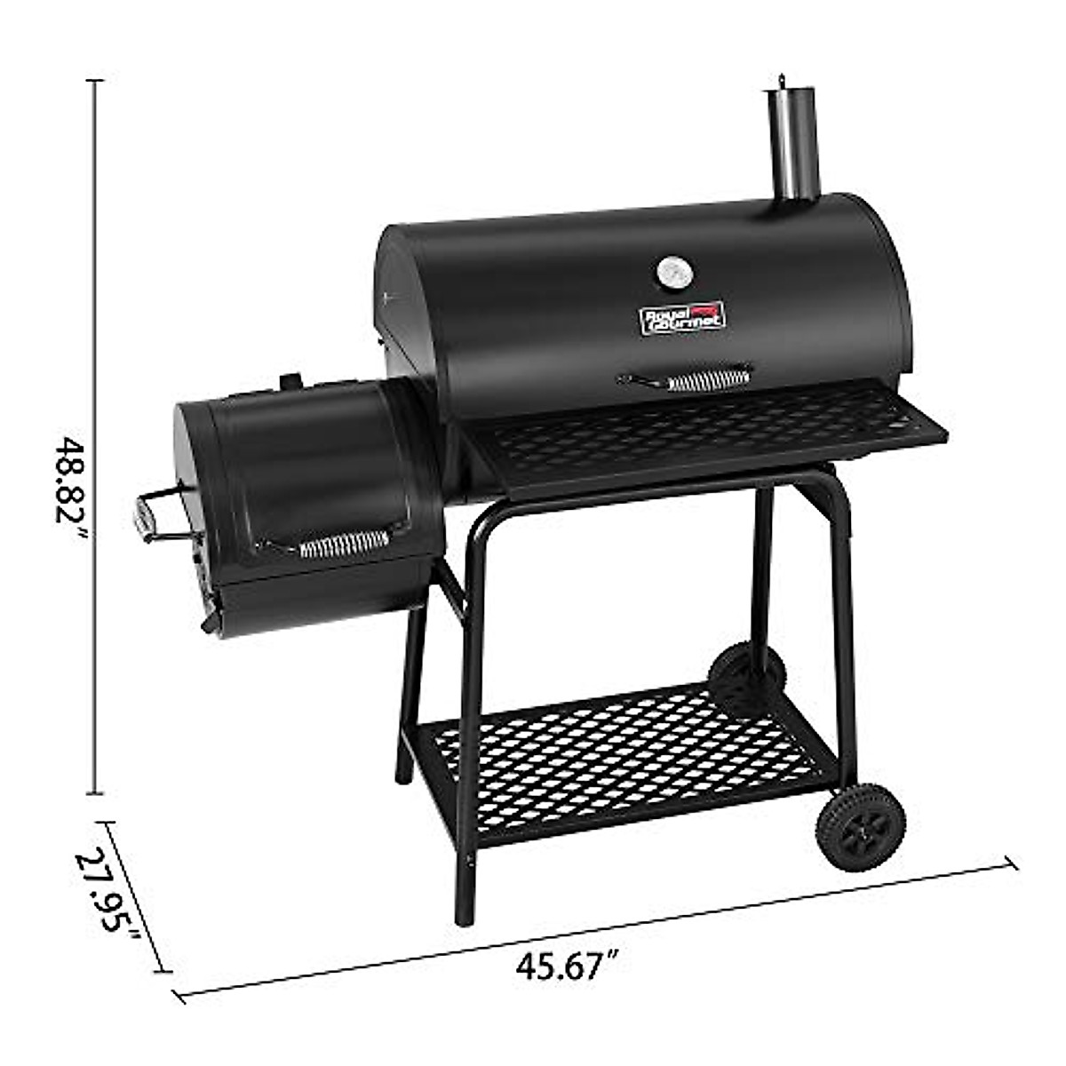 Royal Gourmet CC1830FG Charcoal Grill with High Heat-Resistant BBQ Gloves, 811 Square Inches, Black, Backyard Cooking with Offset Smoker