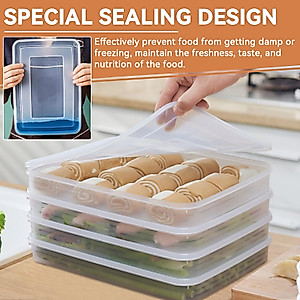 Jwthee 4PCS Food Storage Container, Stackable Dumpling Storage Box Airtight Cookie Storage Containers Transparent Food Containers with Lid for Kitchen and Fridge