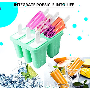 Silicone Popsicle Molds, 6 Pieces Ice Pop Molds, BPA Free Popsicle Mold Reusable Easy Release Ice Pop Maker, Popsicle Mould with Cleaning Brush and Silicone Funnel, Popsicle Molds green