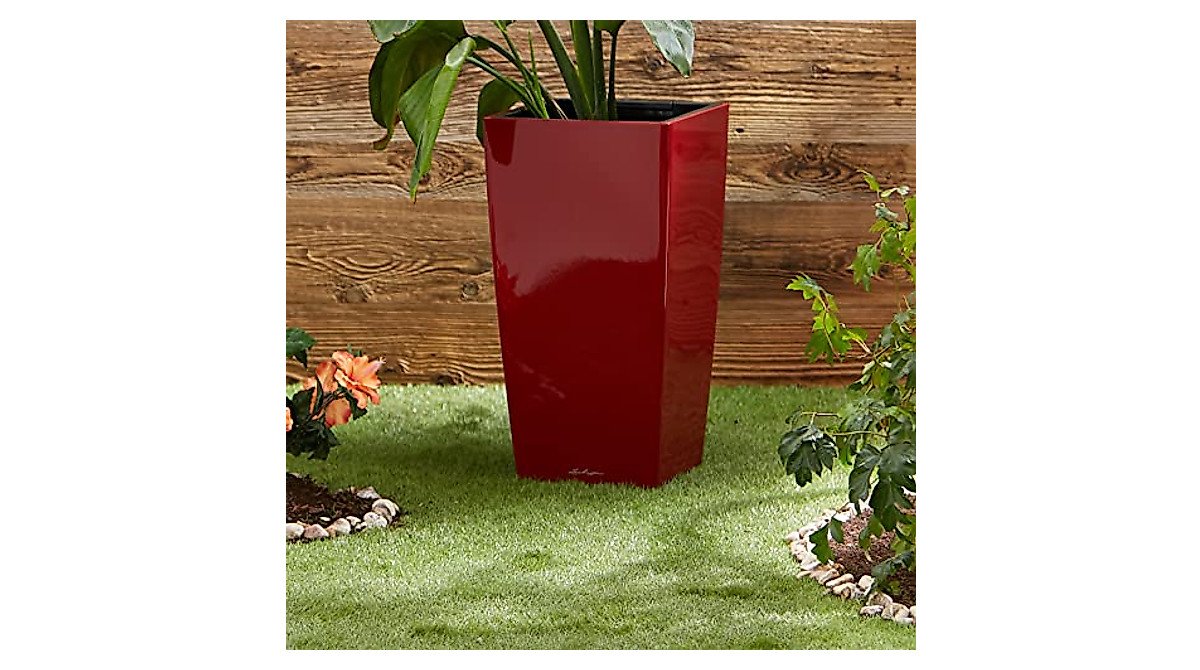 Lechuza Cubico Premium 30 Scarlet Self-Watering Planter | Modern & Elegant