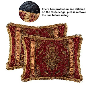 Loom and Mill 13-Piece Comforter Bed in a Bag, Classic Damask Jacquard Comforter Sets King, Luxury Bedding Set with Bed Skirt, Euro Shams and Decorative Pillows, All Season(Florence, King) Red