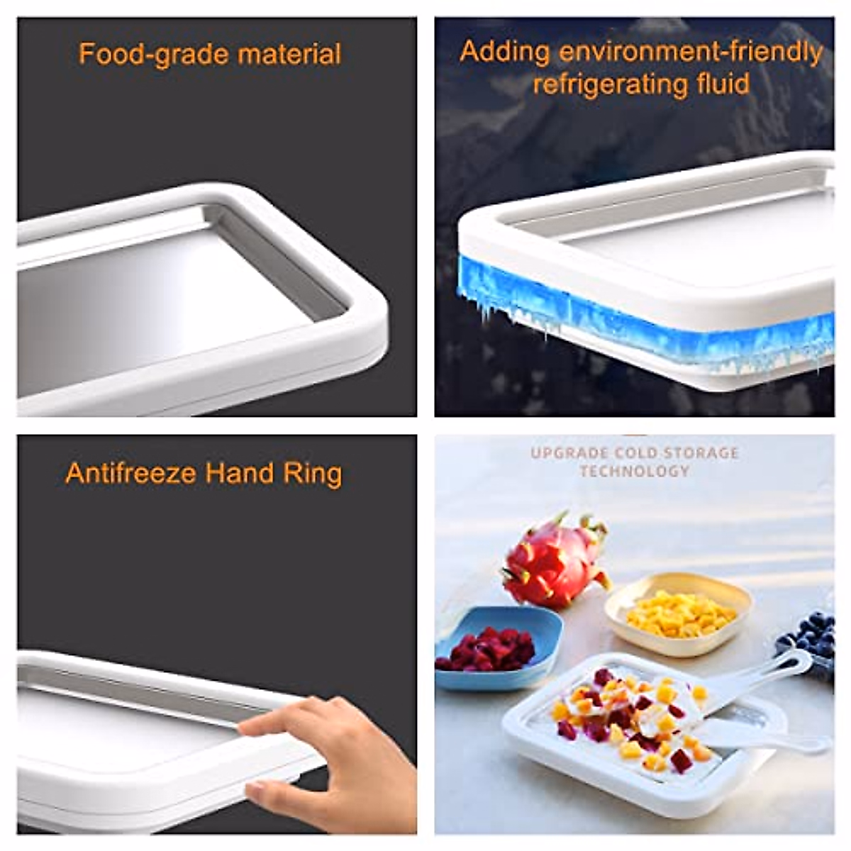 Baotkere Ice Cream Sorbet Frozen Yogurt Maker Machine, Sweet Spot Roller Pan, Instant Cold Plate with 2 Scrapers，Ideal for Soft Ice Cream Gelato Fruit Milkshake Smoothie Making