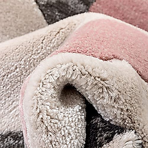 Well Woven Good Vibes Millie Blush Pink Modern Zigzag Stripes 5'3" x 7'3" 3D Texture Area Rug