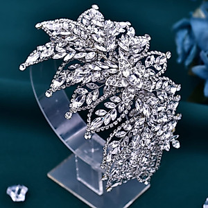 ULAPAN Wedding Headband Rhinestone Bridal Headpieces for Women and Girls Hair Accessories Bride (Silver)