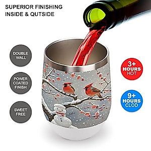 WYUSPGK 304 Stainless Steel Insulated Cup, Winter Plum Blossom Print Smooth Rim, Durable & Reusable - Perfect for Office, Home, And Travel