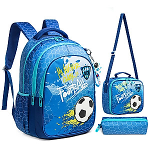 MOHCO Kids Backpack 17inch with Lunch Bag and Pencil Case Lightweight School Backpack for Teens, Girls, Boys, Elementary and Middle school