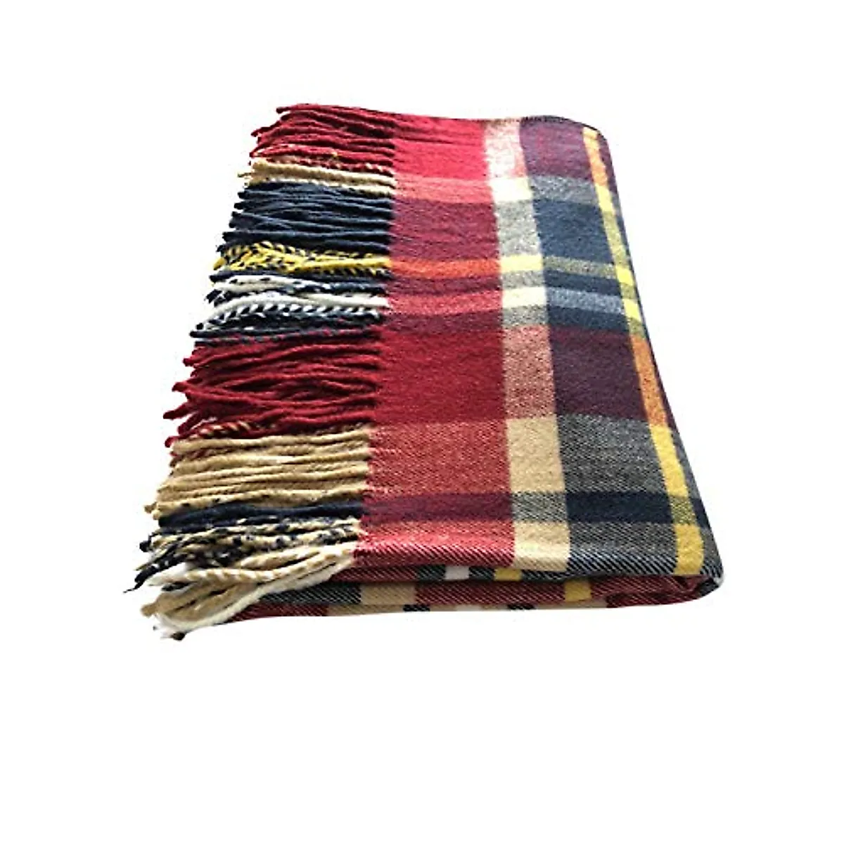 NY GOLDEN FASHION Women Oversized Scottish Clan Tartan Plaid Cashmere Feel Shawl Wrap Winter Scarf (Burgundy Multi Plaid)