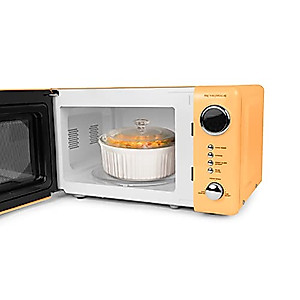 Nostalgia Retro Compact Countertop Microwave Oven, 0.7 Cu. Ft. 700-Watts with LED Digital Display, Child Lock, Easy Clean Interior, Orange
