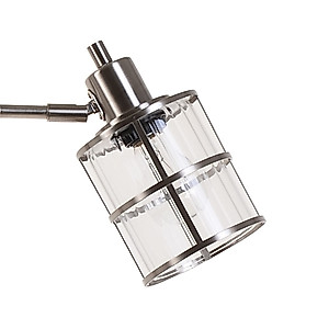 Catalina Lighting 20442-000 Modern 3 Light Floor Lamp with Adjustable Ribbed Glass Shades & Reading Light, 68", Classic Brushed Nickel