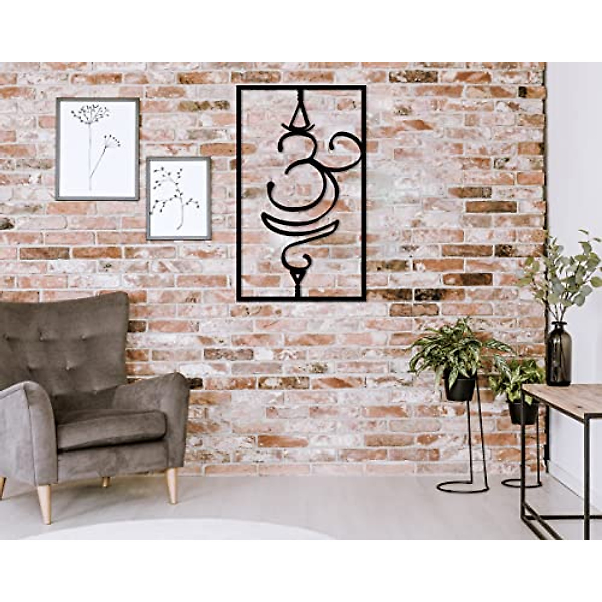 Breathe Sanskrit Symbol Metal Wall Decor, Om Yoga Symbol Wall Art, Yoga Meditation Home Decor, Zen Yoga Studio Decor, Yoga Lover Breathe Gift, Gift for Yoga Lovers (38.5 x 23.1” / 98 x 58 cm)