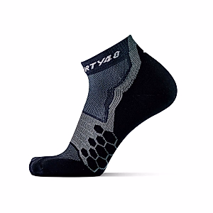 Thirty48 Performance Compression Low Cut Running Socks for Men and Women | More Compression Where Needed ([3 Pair] Black/Gray, XLarge - Women 11-13 // Men 12-14)