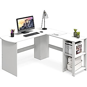 SHW L-Shaped Home Office Wood Corner Desk, White