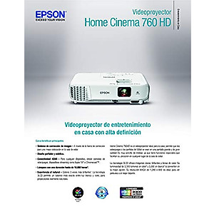 Epson Home Cinema 760HD 3,300 lumens color brightness (color light output) 3,300 lumens white brightness (white light output) HDMI built-in speakers 3LCD projector