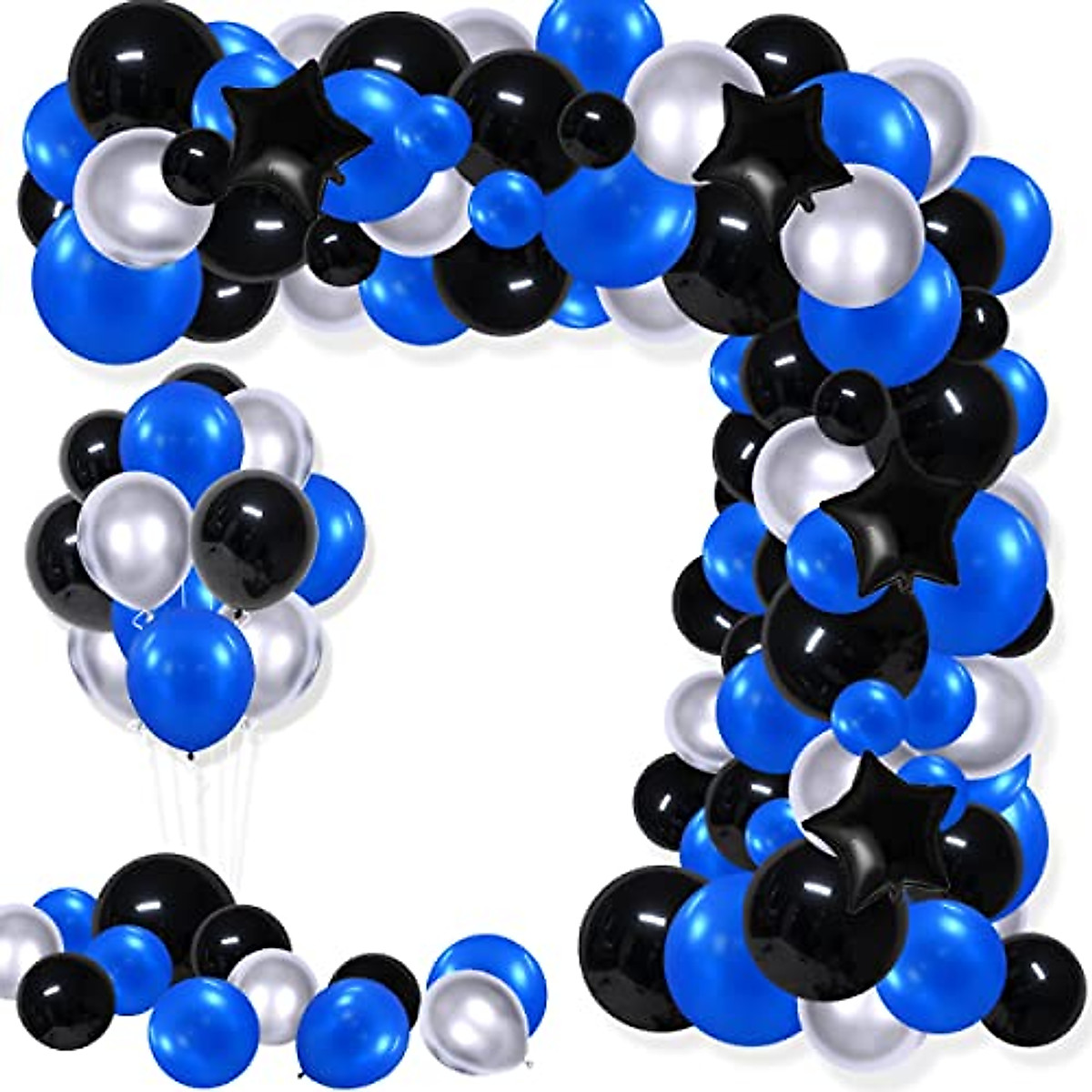 Royal Blue Black Balloon Garland Kit, 121PCS Blue Black Metallic Silver Balloons Video Gaming Birthday Party for Boy Men 18th 21th 30th 40th Birthday Retirement Graduations Party Decorations