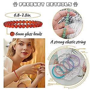 MOZAKA 20Pcs 6mm Beaded Stretch Bracelet for Women Multicolor Crystal Glass Beads Bracelets Handmade Round Beads Elastic Bracelets Jewelry