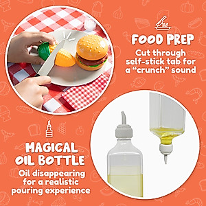 Play-Act 27 PCS Kids BBQ Grill Playset Backyard Barbecue Play Grill Toy Set for Toddlers，Play Food Sets for Kids Kitchen