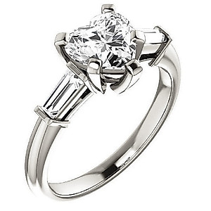 10K/14K/18K Solid White Gold Handmade Engagement Ring, 2 CT Heart Cut Moissanite Solitaire Ring, Wedding Ring Set for Women/Her, Anniversary/Propose Gifts, VVS1 Colorless, Jewelry