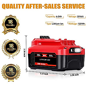 Upgraded DSANKE CMCB204 6000mAh 20V Lithium-ion Battery Replacement for Craftsman V20 Lithium Ion Battery CMCB204 CMCB204-2 CMCB202 CMCB202-2 CMCB201 Craftsman V20 Battery