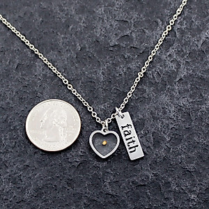 Uloveido The Amulet of Faith Mustard Seed Love Heart Pendant Necklace,Stainless Steel Charms Necklace for Women Y559 (Heart)