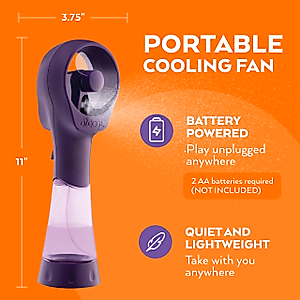 O2COOL Elite Battery Powered Handheld Water Misting Fans (Purple)