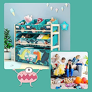 Jomifin Kids Toy Organizer for Boys Girls, 6 Storage Bins Large Storage Capacity Best Toy Storage Solution for Playroom, Nursery (Green) (Green)