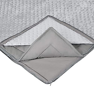 Be Humance - Weighted Blanket with Removable Cover (Grey 60x80,15lbs) - Zipper System - Breathable Minky Weighted Throw Blankets for Adult and Kids - All Season
