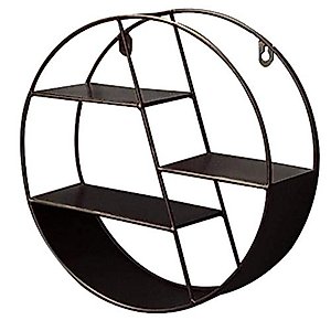 QUUL Round Wall Shelf Floating Shelves Metal Hanging Storage Shelf Decoration Room Bathroom Kitchen Office (Color : D)