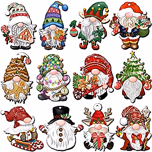 JOPHMO 24 Pieces Christmas Gnome Wooden Ornaments Wood Hanging Decorations for Christmas Tree Santa Clause Elf Hanging Wood Crafts Holiday Decor Xmas Party Supplies (Xmas-Gnomes-B)