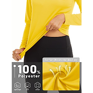 TACVASEN Womens Rash Guard Swim Tops UV Protection Long Sleeve Shirt Outdoors Performance T-Shirt Yellow S