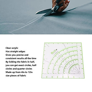 8 Inch Acrylic Quilting Ruler Multifunctional Clear Arcs Fans Quilt Circle Cutter Ruler for Patchwork Sewing Craft Tool