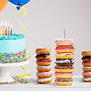 8 Pieces Acrylic Donut Stand Display Acrylic Doughnut Dessert Stand Table Clear Donut Bagel Display Clear Stand Holder Dessert Stand Table for Wedding Birthday Party, 10 inch and 15 inch