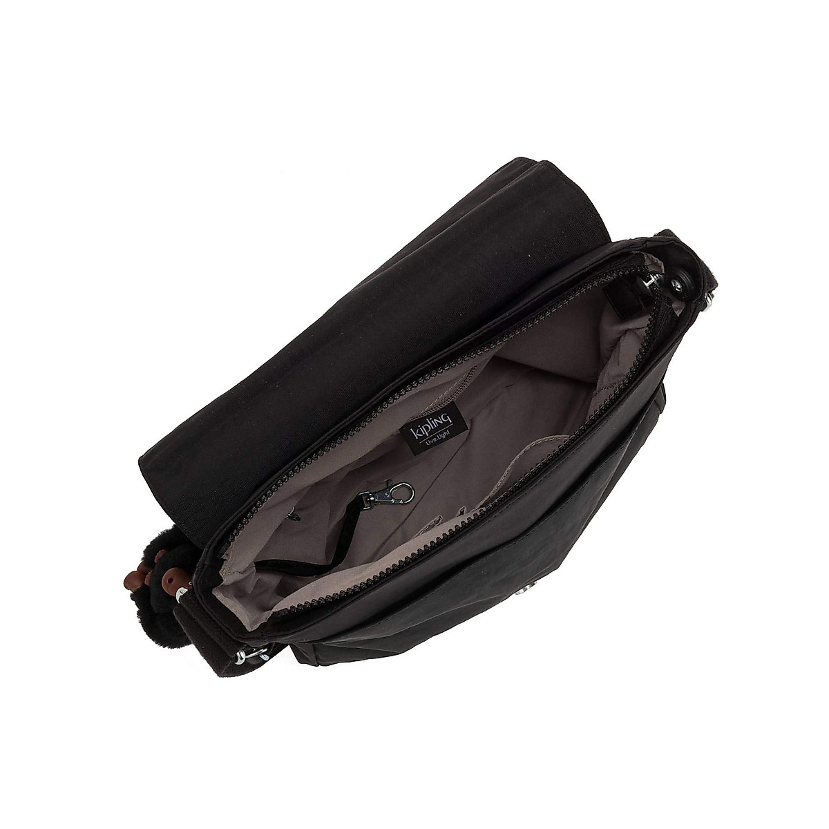 Kipling womens Women's Colby Shoulder Bag, Flap Closure, Adjustable Strap, Zip Compartment, Nylon Crossbody Bag, Black Tonal, 10.5 L x 11 H 2.75 D US