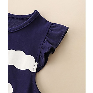 Toddler Girl's Summer Dresses Outfits Clothes,Dinosaur Cotton Flower Short Sleeve Casual Clothing Navy Dinosaur Size 6