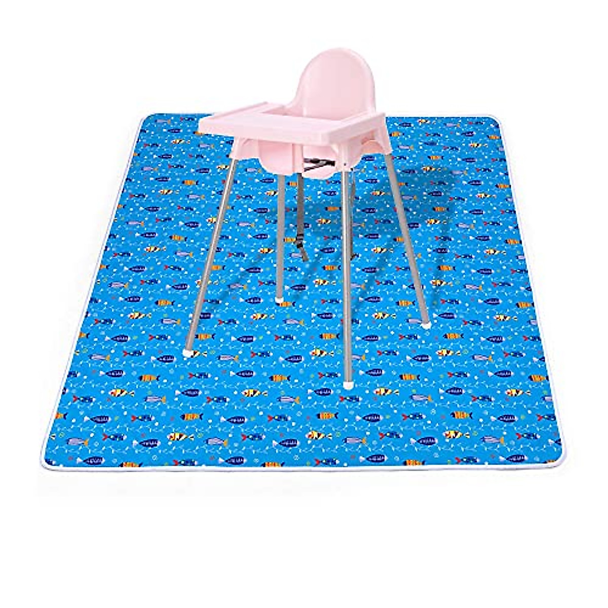 Luxja Splat Mat for Under High Chair (54 in x 54 in), Anti-Slip High Chair Mat, Fish